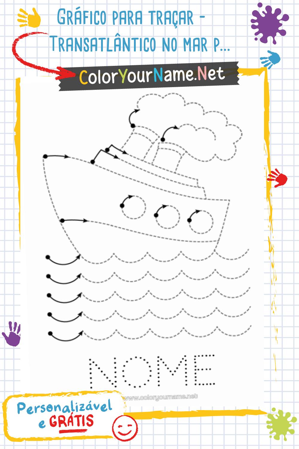 Gráfico para traçar – Transatlântico no mar para personalizar