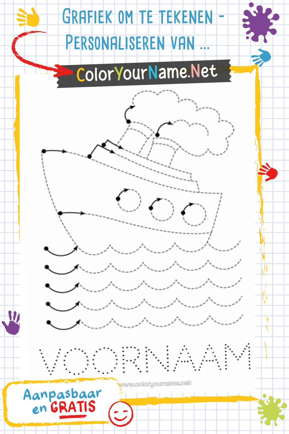 Grafiek om te tekenen - Personaliseren van een schip op zee