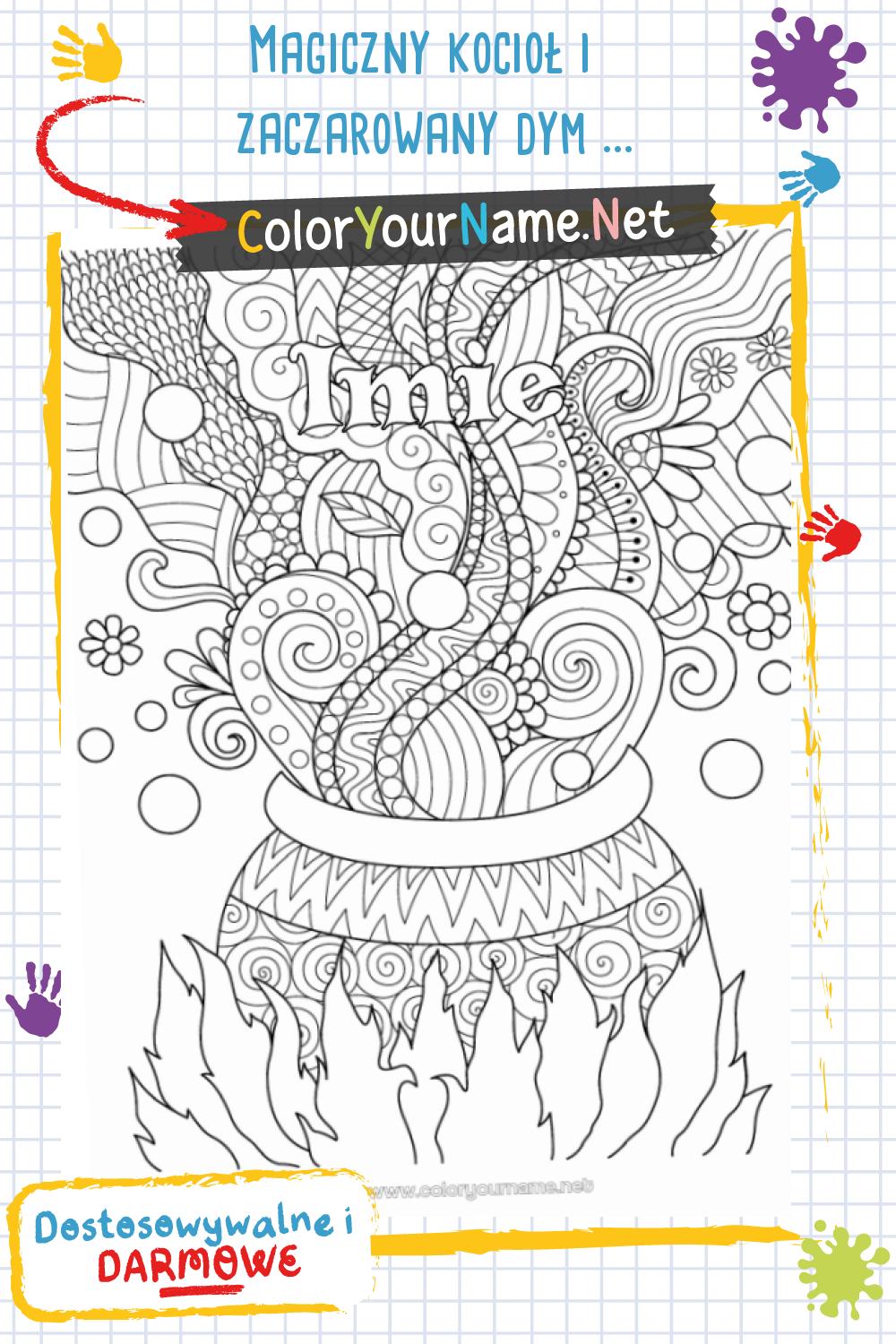 Magiczny kocioł i zaczarowany dym – Kolorowanka z zentanglami z ...