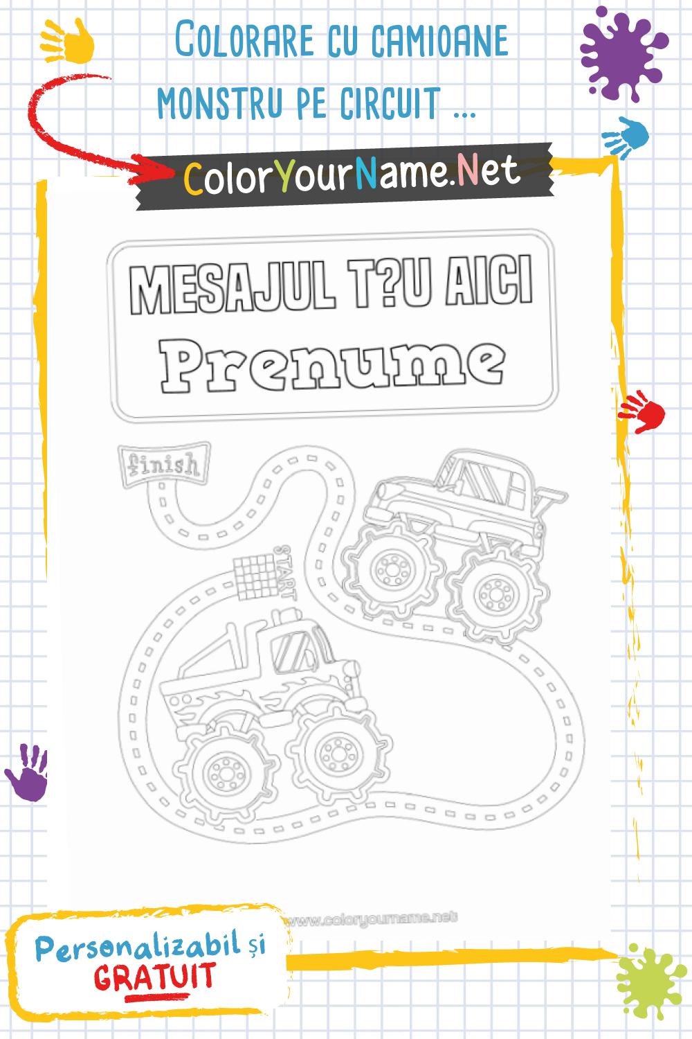 Colorare cu camioane monstru pe circuit – Mașini uriașe de imprimat cu ...