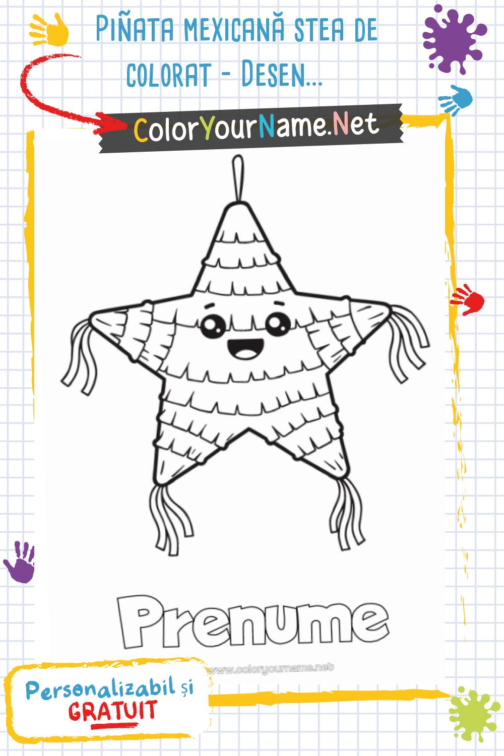 Piñata mexicană stea de colorat – Desen de petrecere cu nume ...