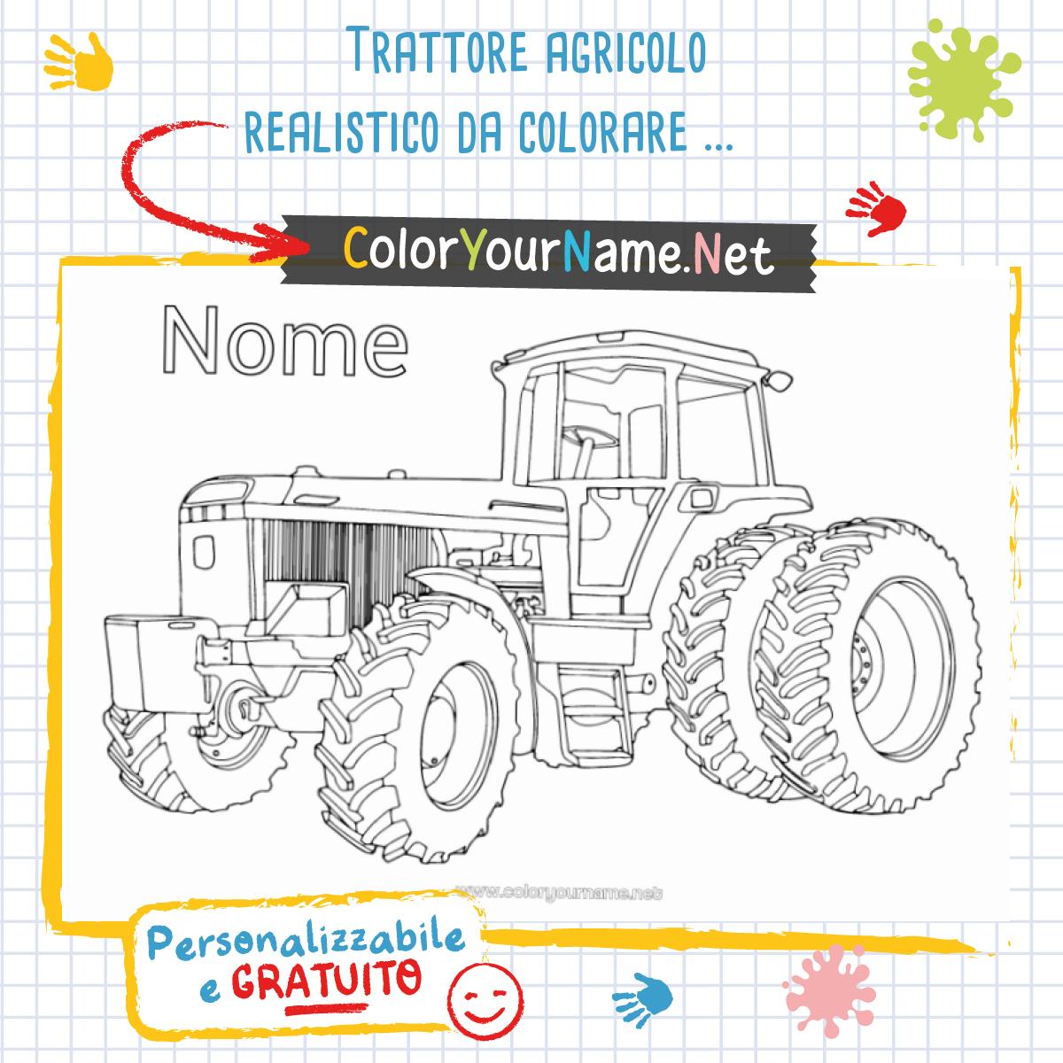 Trattore agricolo realistico da colorare – Disegno di trattore da ...