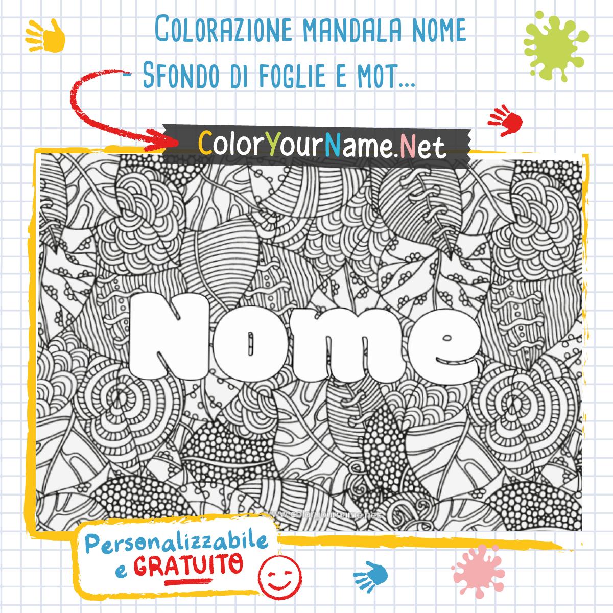 Colorazione mandala nome – Sfondo di foglie e motivi zen da stampare ...