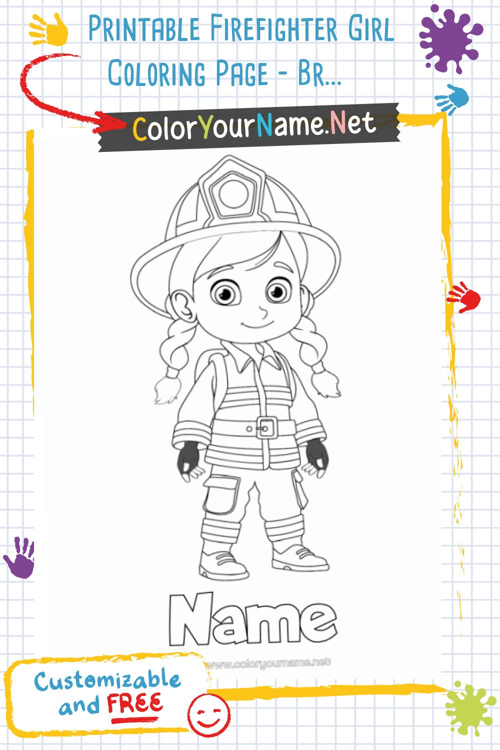 Printable Firefighter Girl Coloring Page – Brave Little Firefighter ...