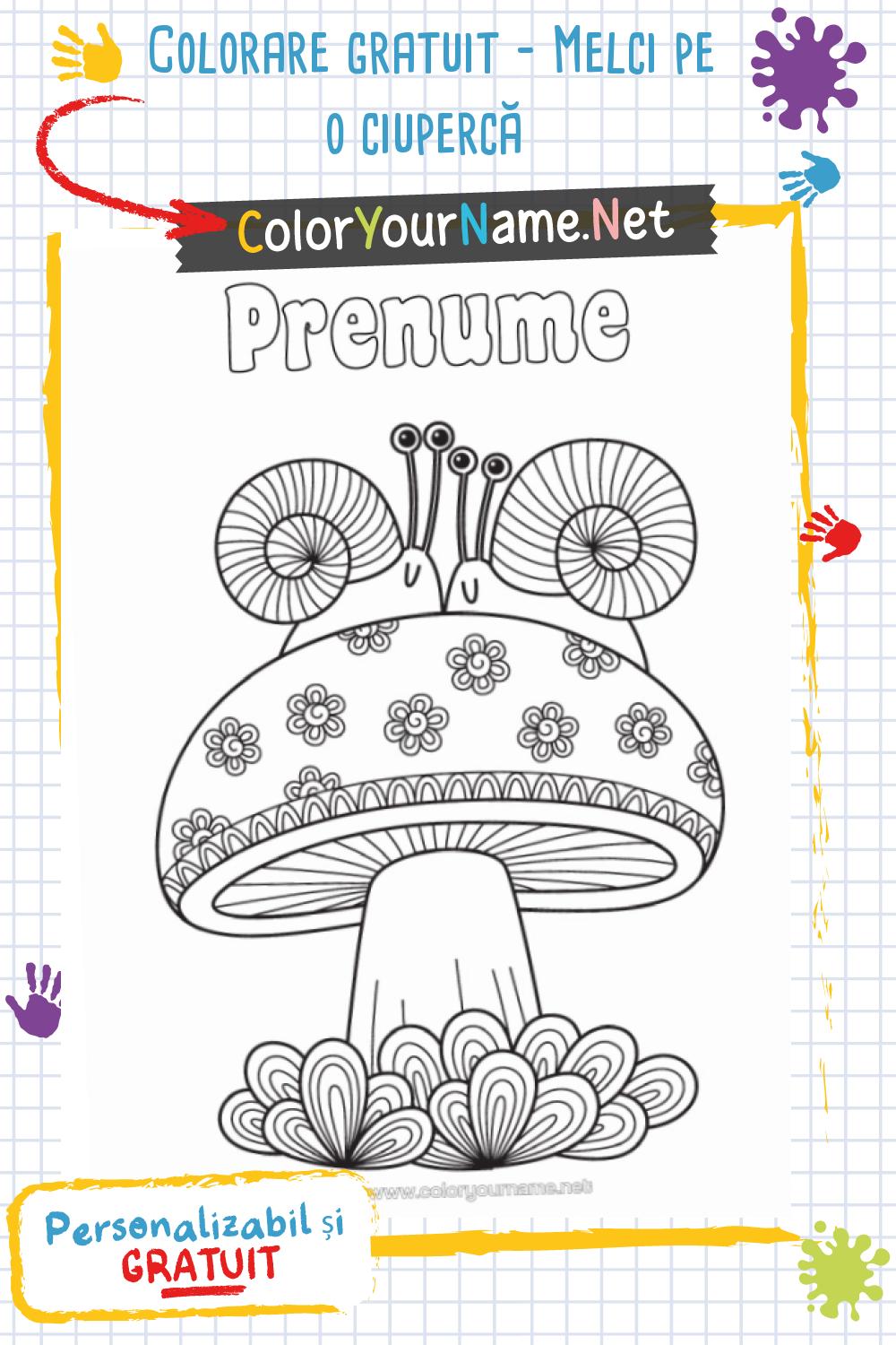 Colorare gratuit - Melci pe o ciupercă