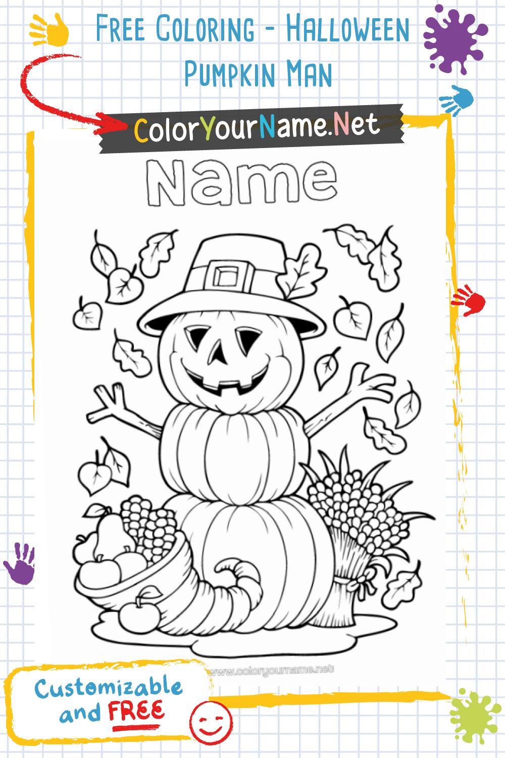Free Coloring - Halloween Pumpkin Man