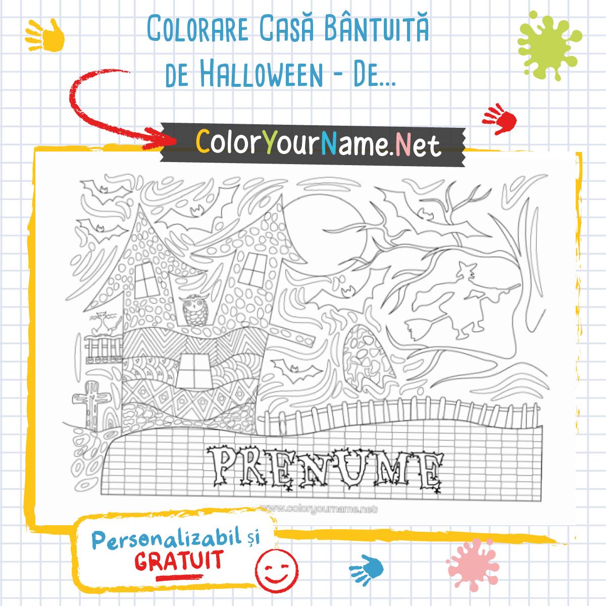 Colorare Casă Bântuită de Halloween – Desen Personalizabil