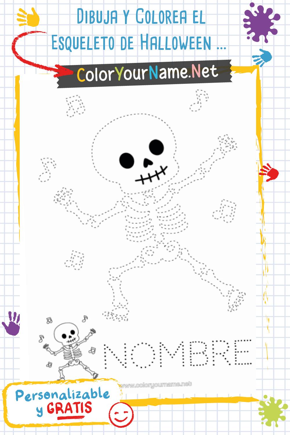 Dibuja y Colorea el Esqueleto de Halloween – Actividad para Imprimir ...