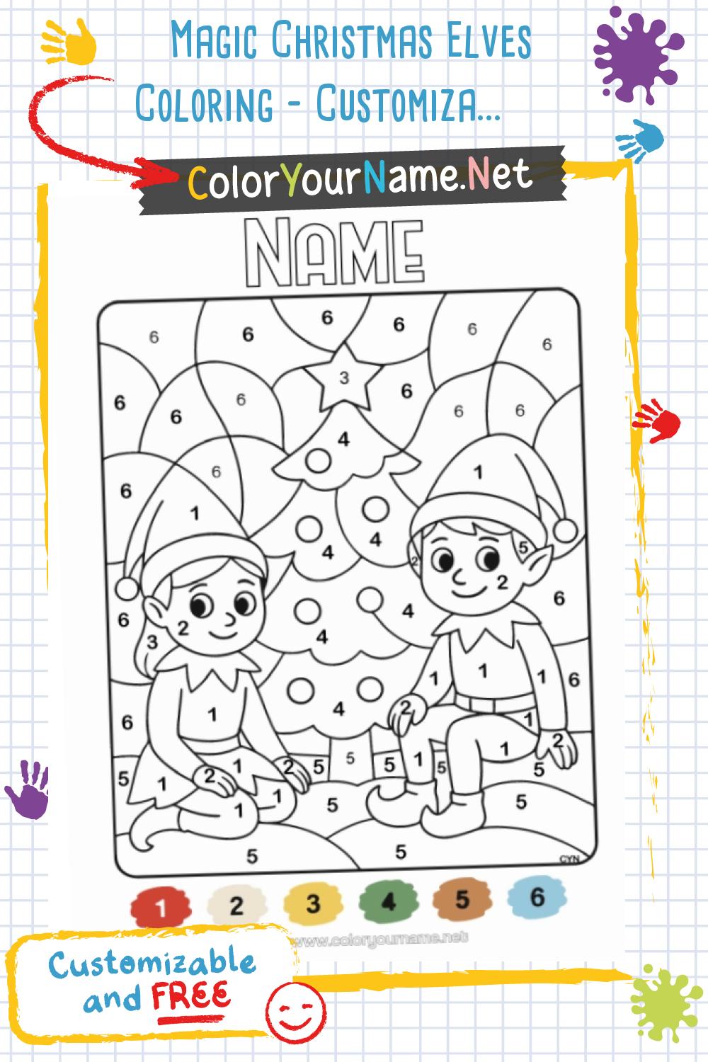 Magic Christmas Elves Coloring – Customizable Color by Numbers