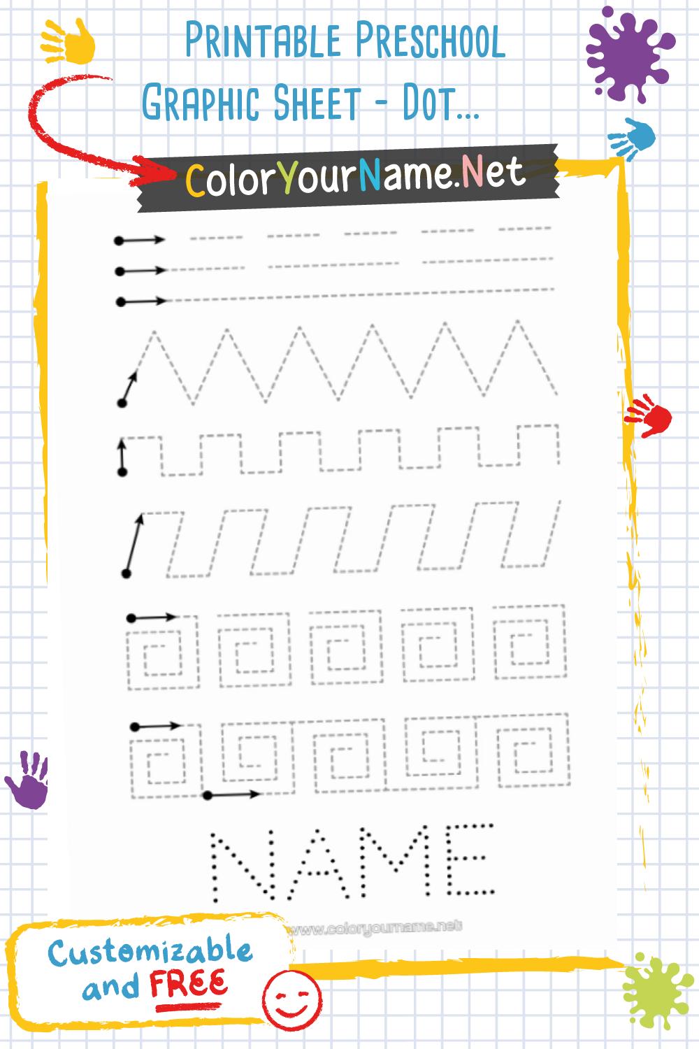 Printable Preschool Graphic Sheet – Dotted Lines and Traces with ...