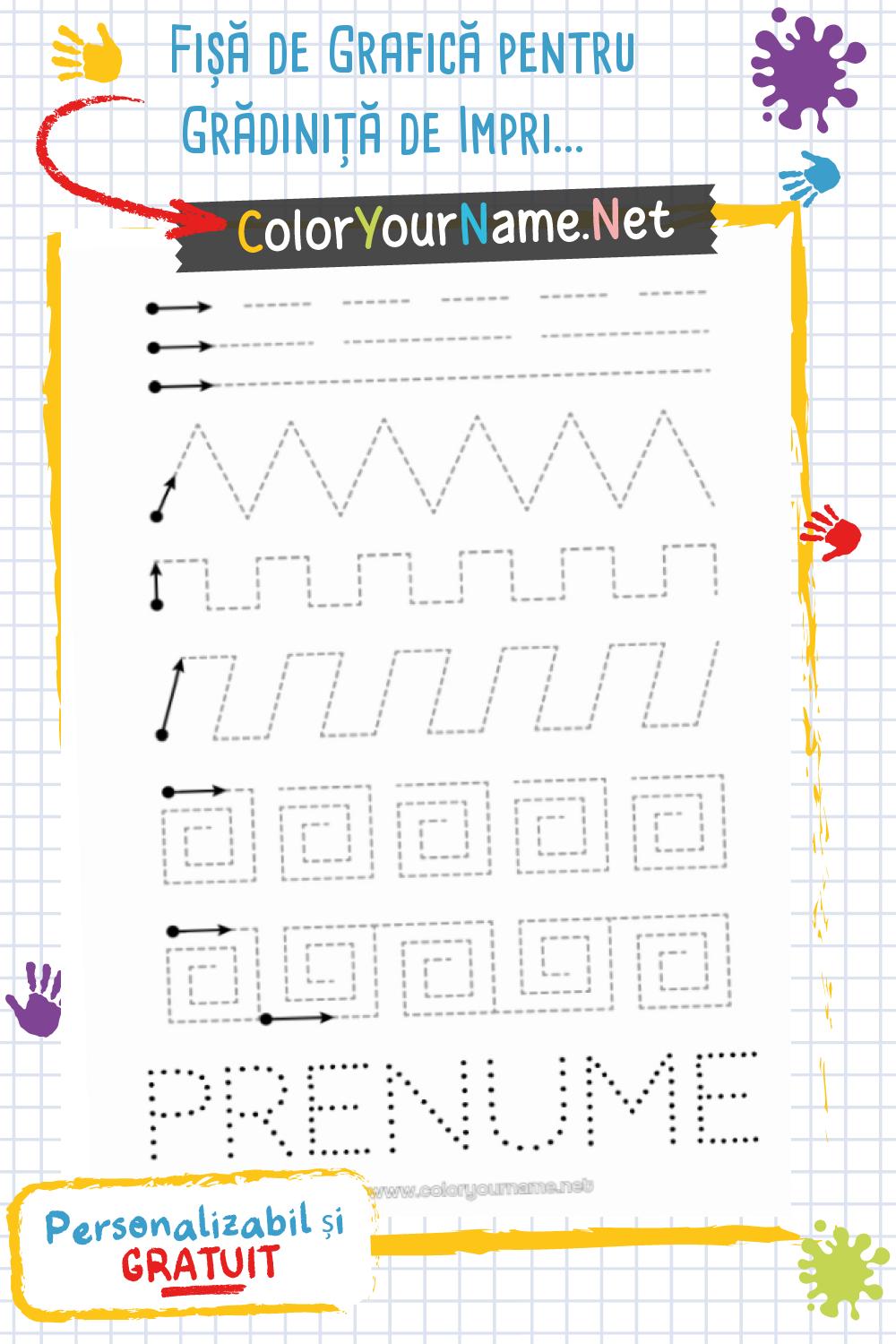 Fișă de Grafică pentru Grădiniță de Imprimat – Linii și Contururi cu ...