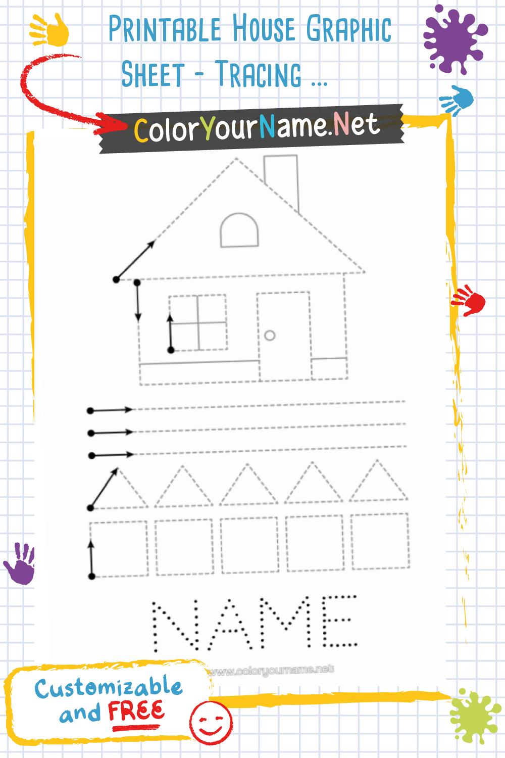 Printable House Graphic Sheet – Tracing and Writing Activity with ...