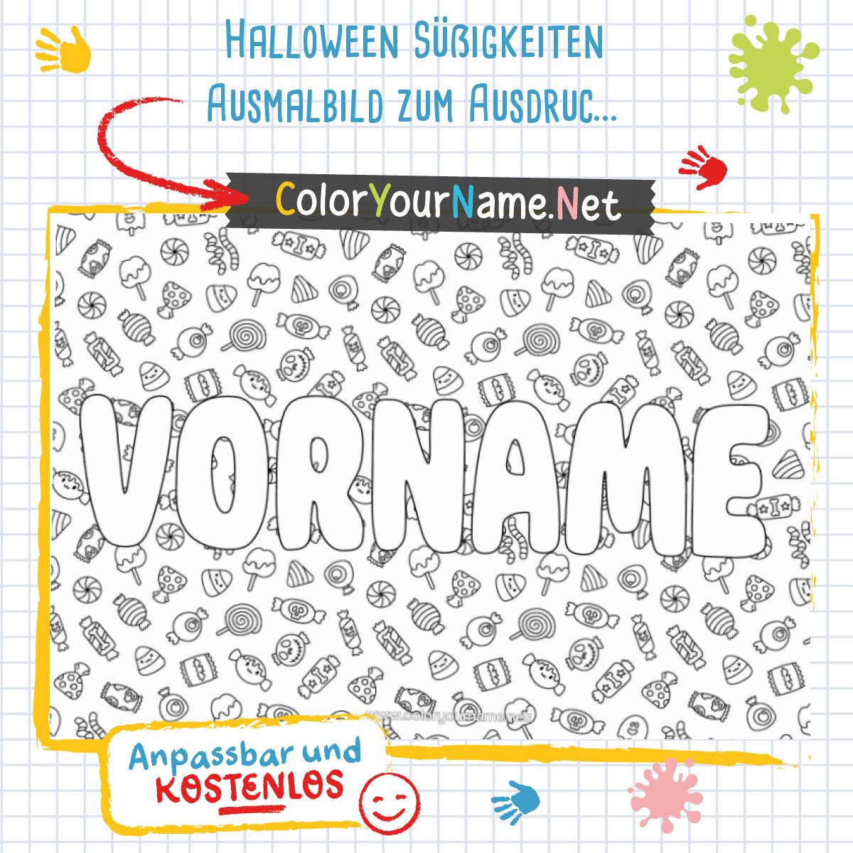 Halloween Süßigkeiten Ausmalbild zum Ausdrucken – Leckere Hintergrund ...