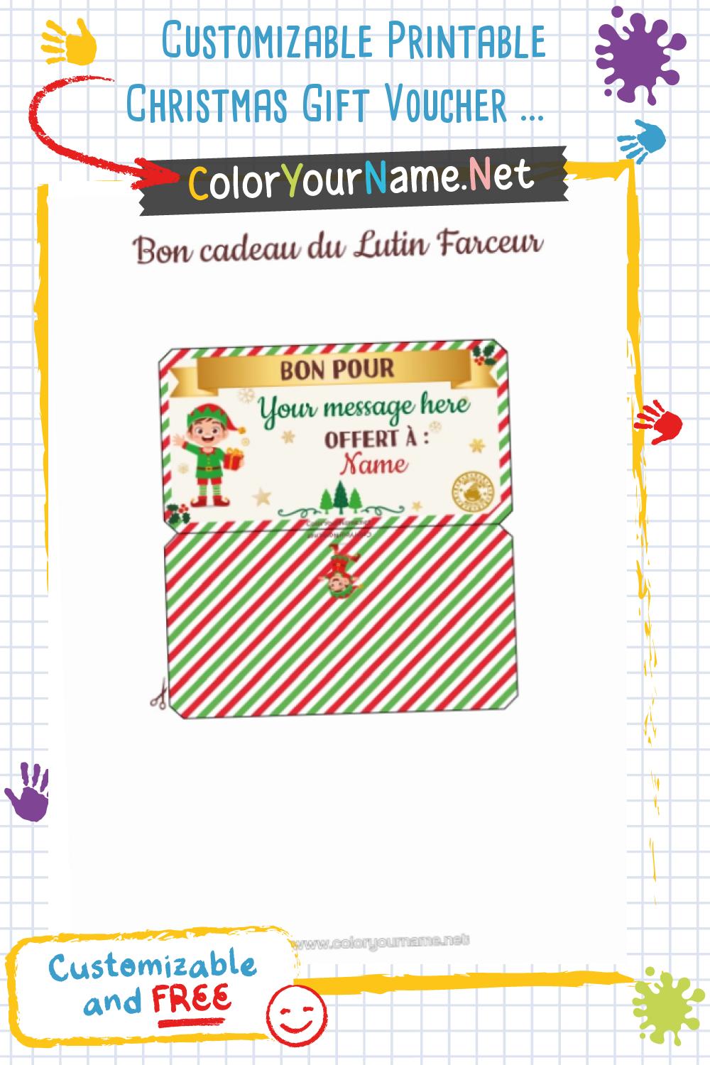 Customizable Printable Christmas Gift Voucher – Christmas Elf