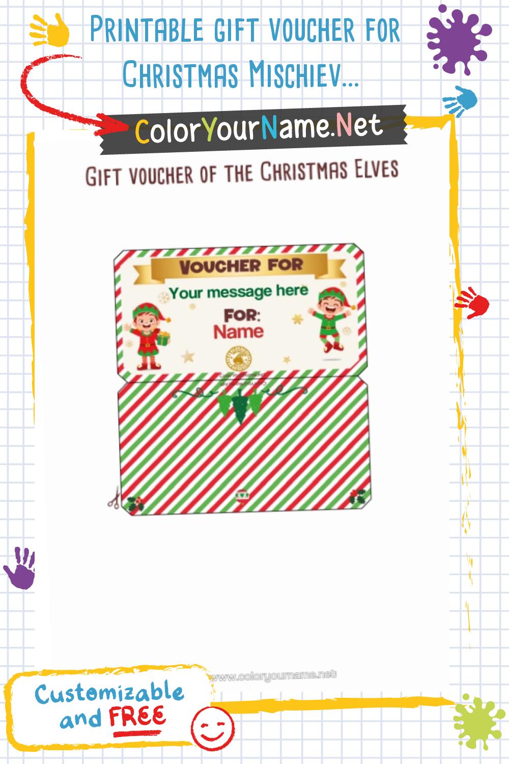 Printable gift voucher for Christmas Mischievous Elves – Template with ...