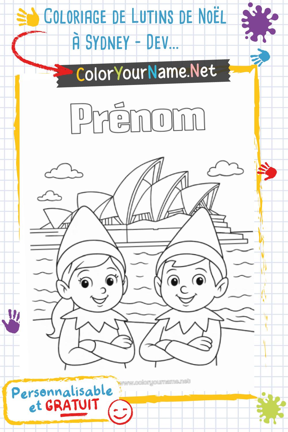 Coloriage de Lutins de Noël à Sydney – Devant l’Opéra