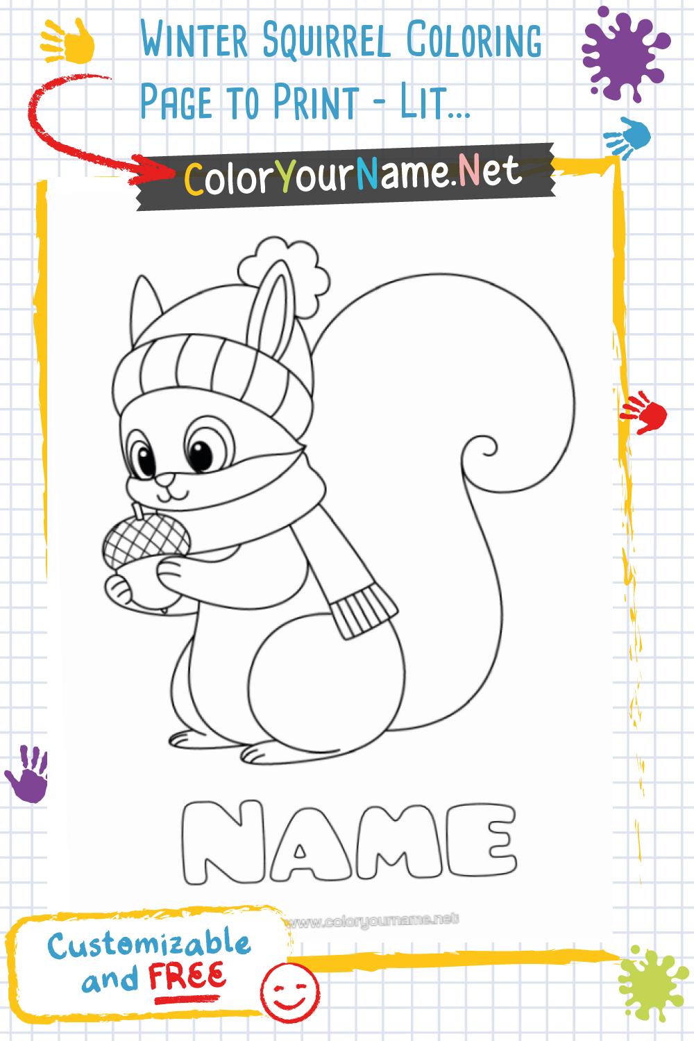 Winter Squirrel Coloring Page to Print – Little Forest Animal