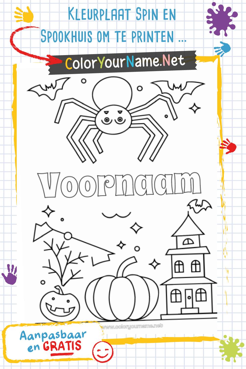 Kleurplaat Spin en Spookhuis om te printen – Halloween Decor voor Kinderen