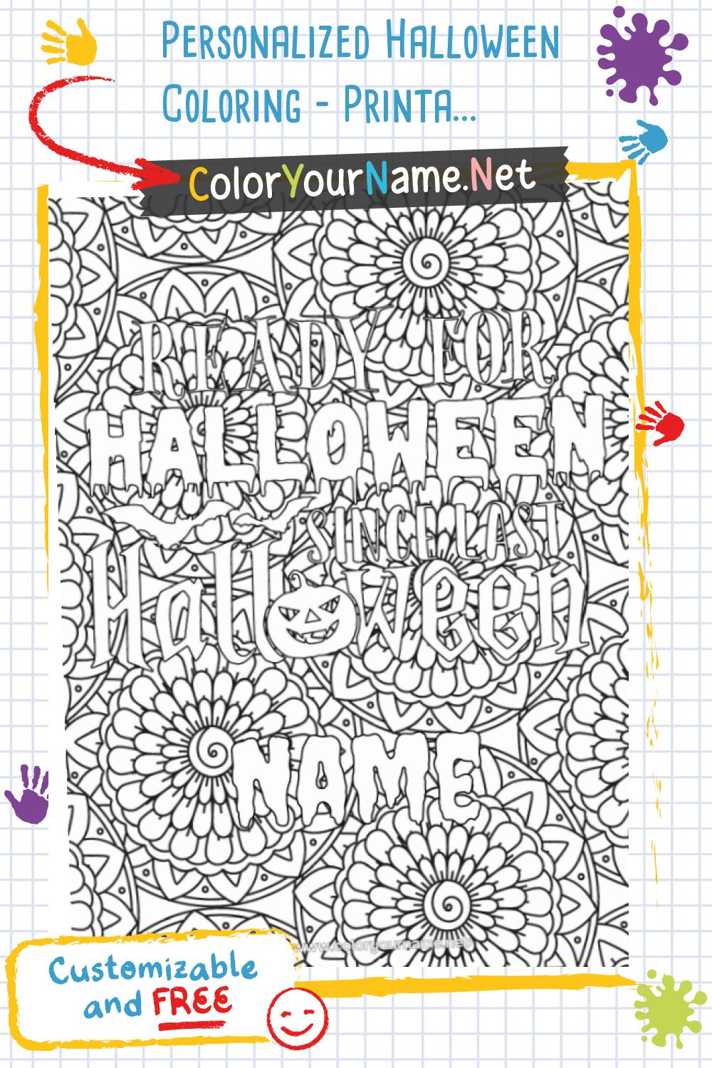 Personalized Halloween Coloring – Printable Mandala with Name