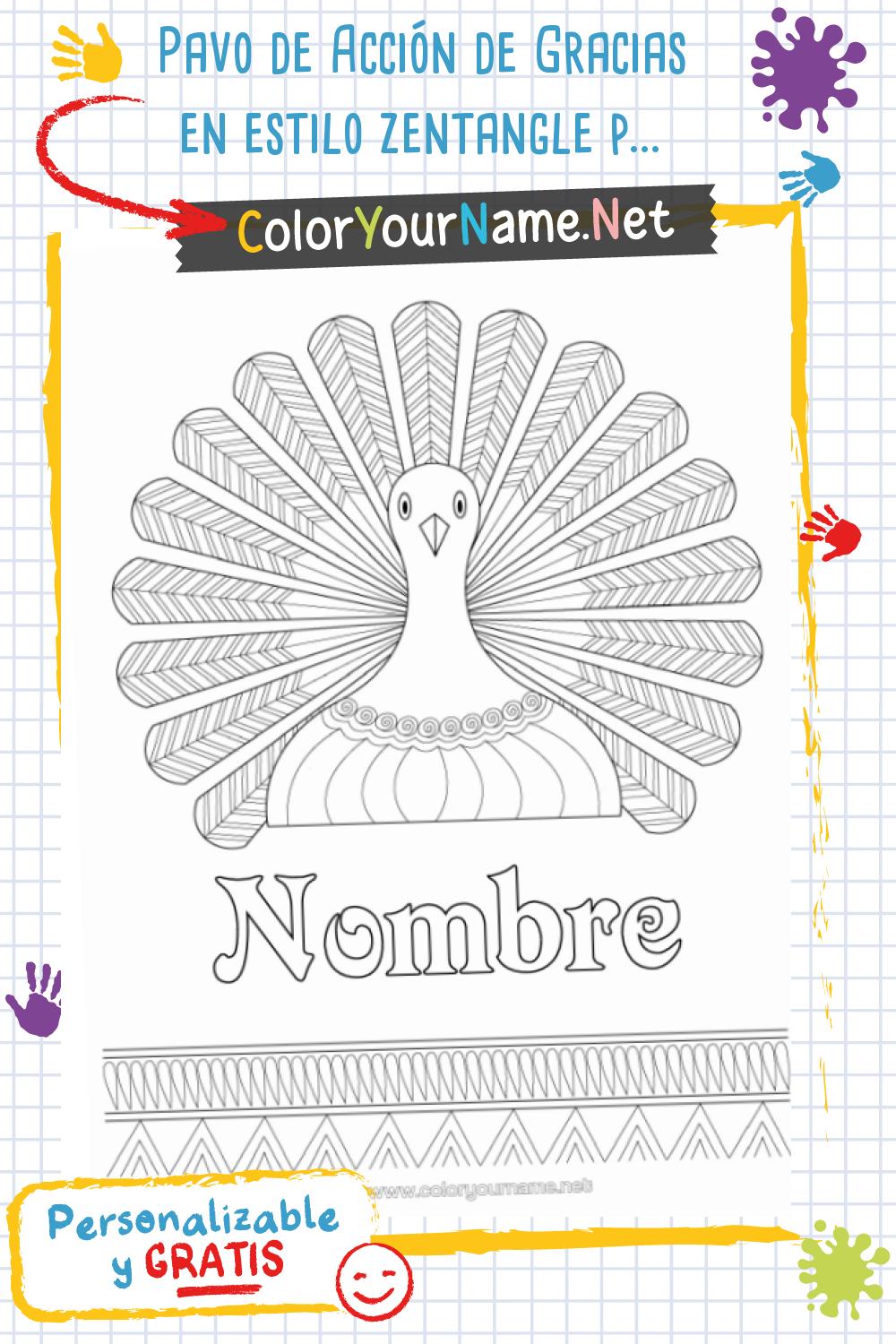 Pavo de Acción de Gracias en estilo zentangle para colorear – con ...