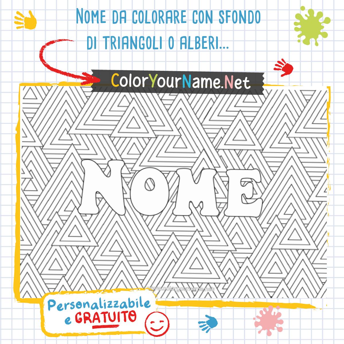 Nome da colorare con sfondo di triangoli o alberi di Natale – Disegno ...