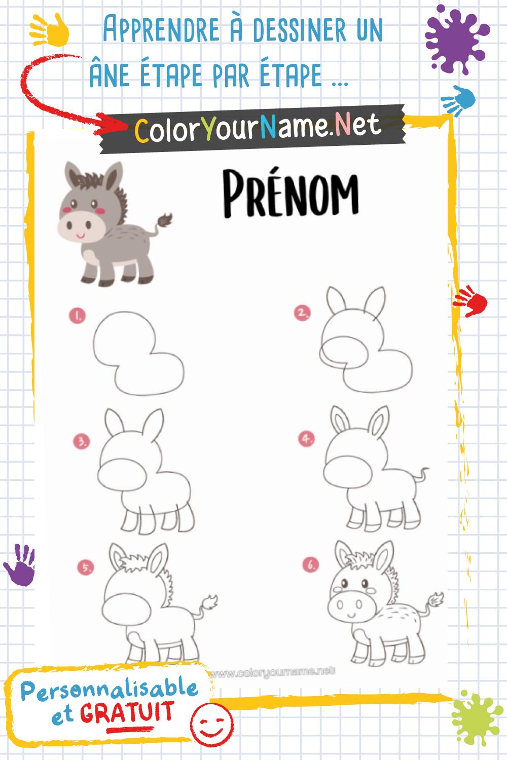 Apprendre à dessiner un âne étape par étape – Coloriage et dessin ...