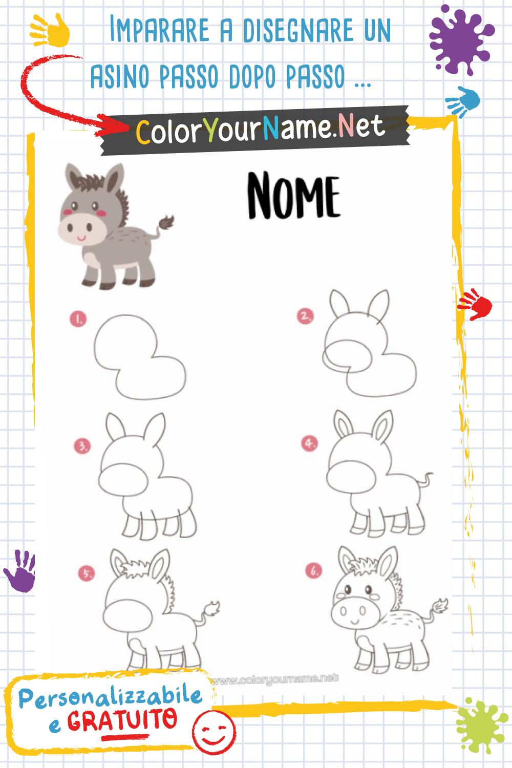 Imparare a disegnare un asino passo dopo passo – Disegno e colorazione ...