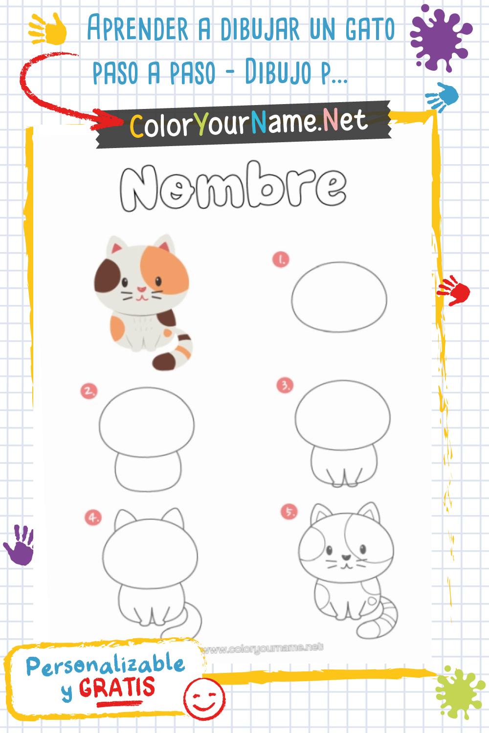 Aprender a dibujar un gato paso a paso - Dibujo para colorear de un ...