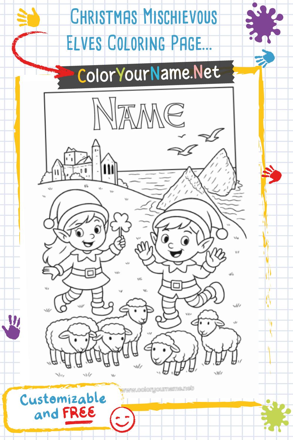 Christmas Mischievous Elves Coloring Page in Ireland – Customizable ...