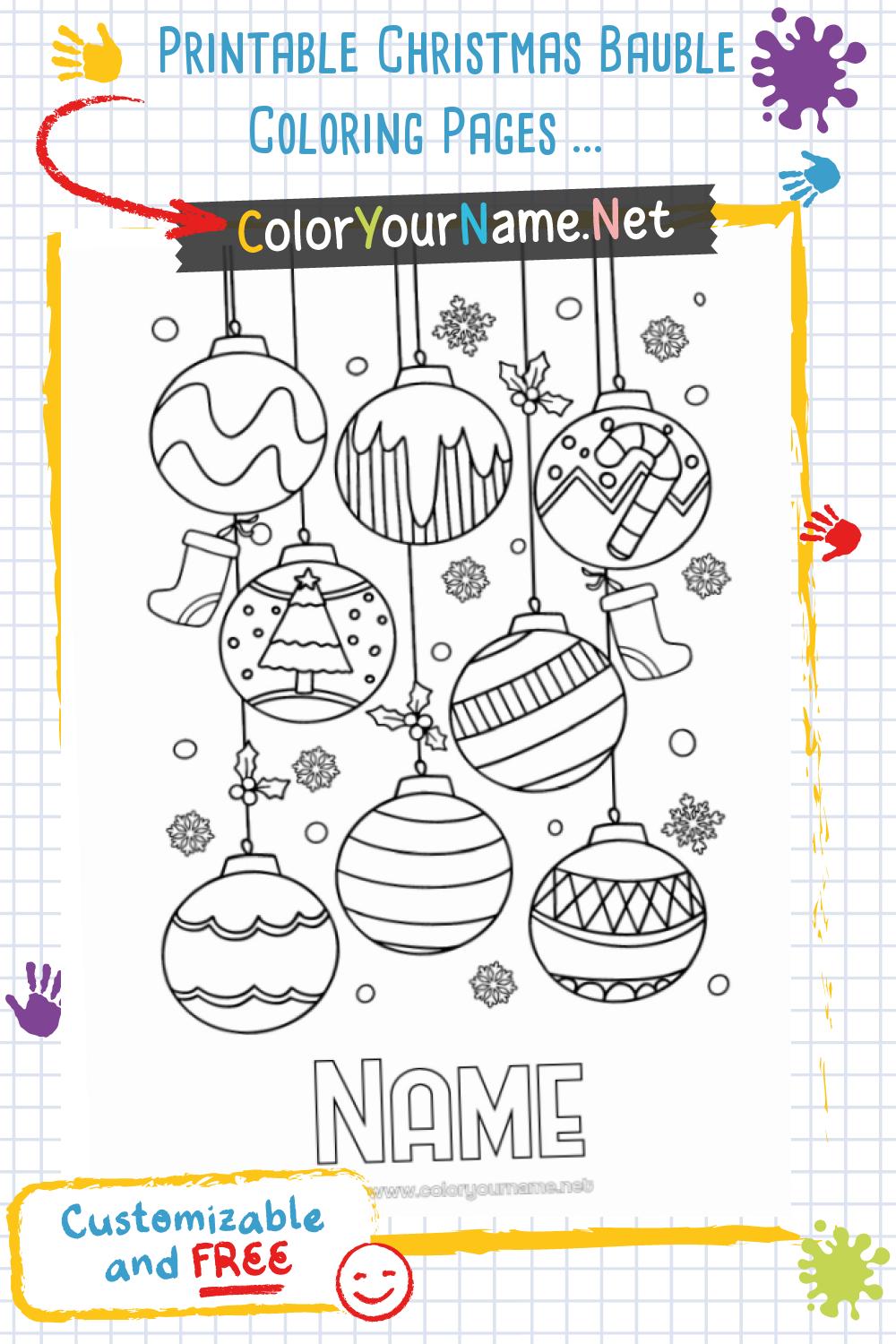 Printable Christmas Bauble Coloring Pages – Customizable Tree ...