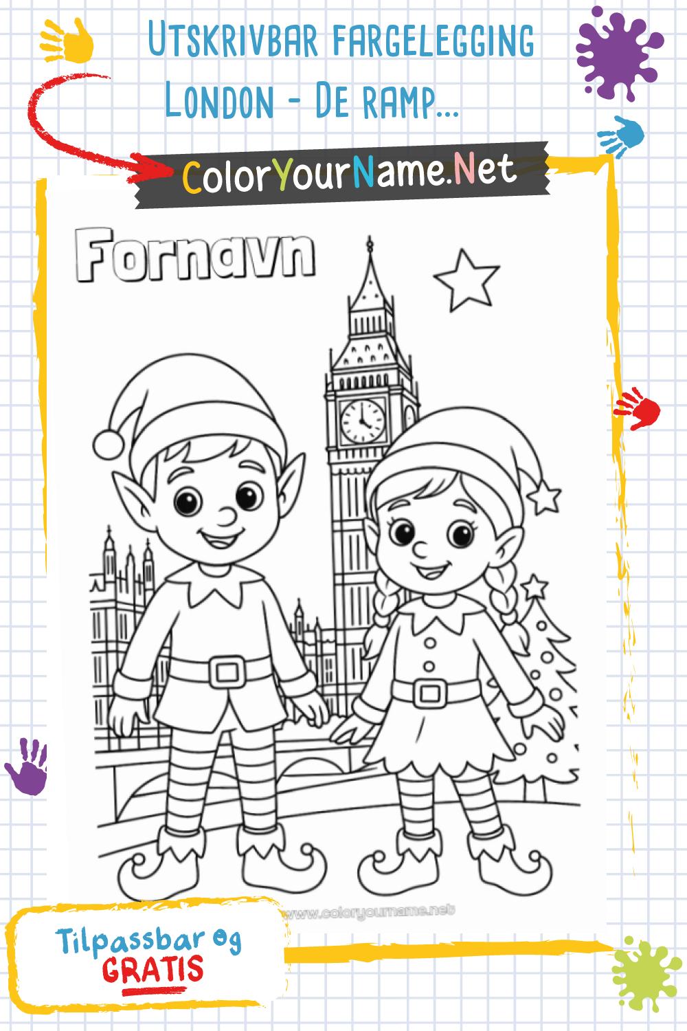 Utskrivbar fargelegging London – De rampete nissene i England