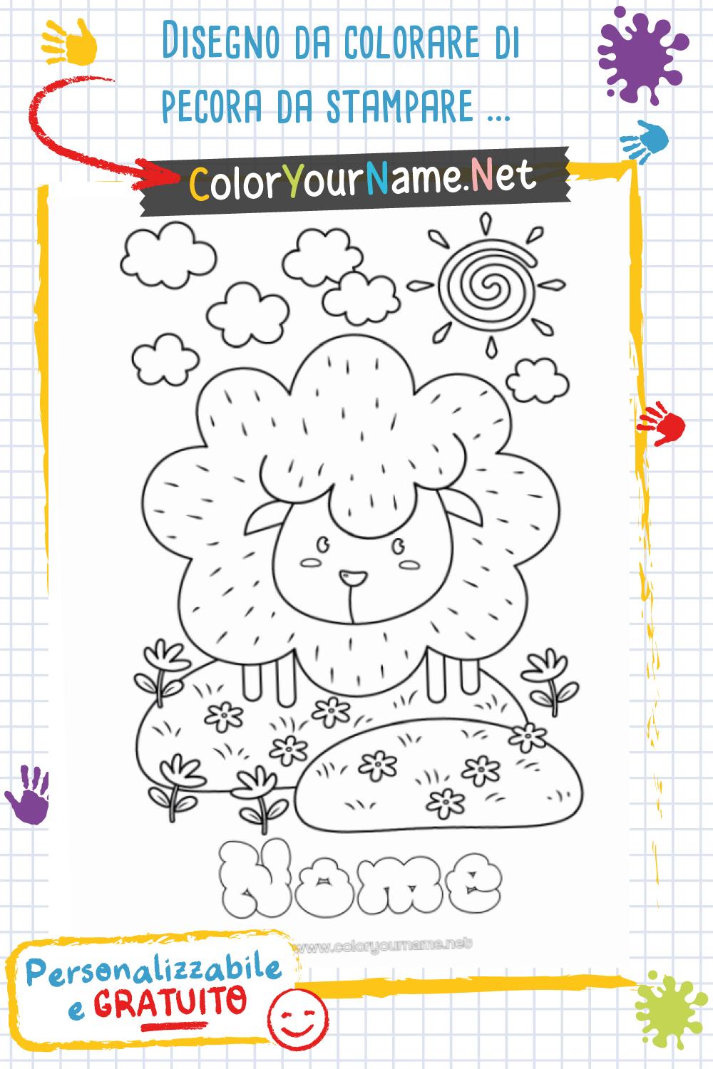 Disegno da colorare di pecora da stampare – Animale carino nella natura ...