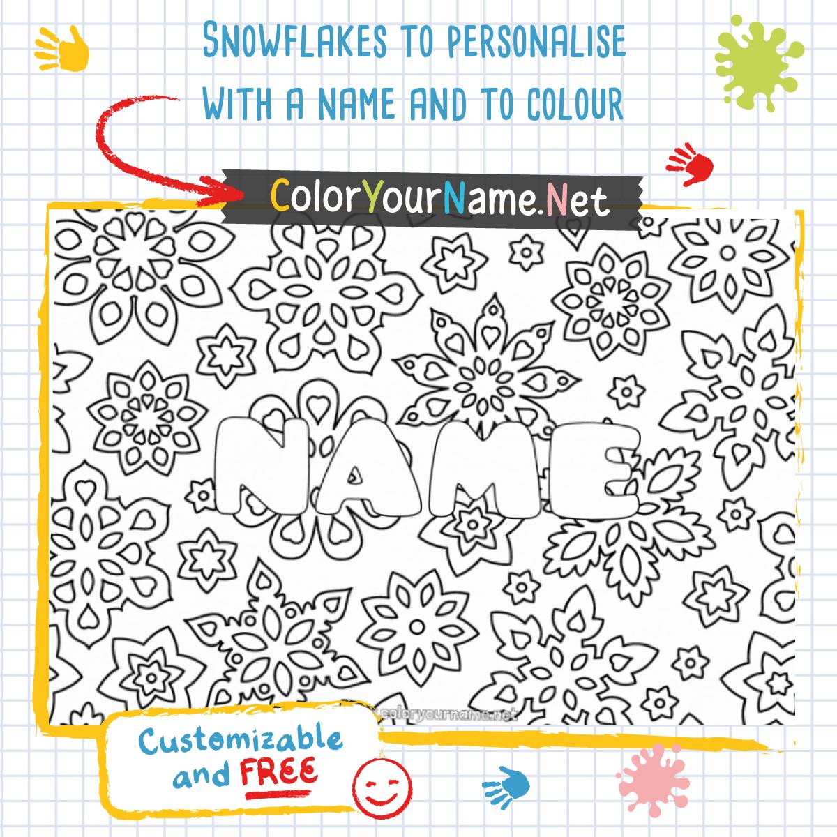Snowflakes to personalise with a name and to colour