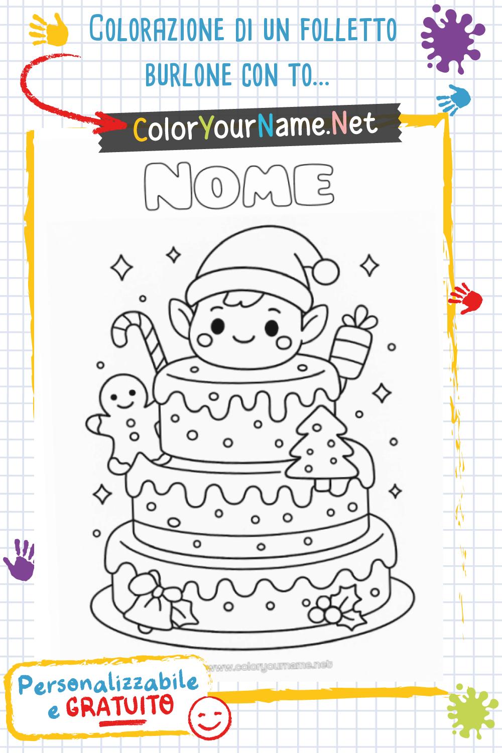 Colorazione di un folletto burlone con torta personalizzabile