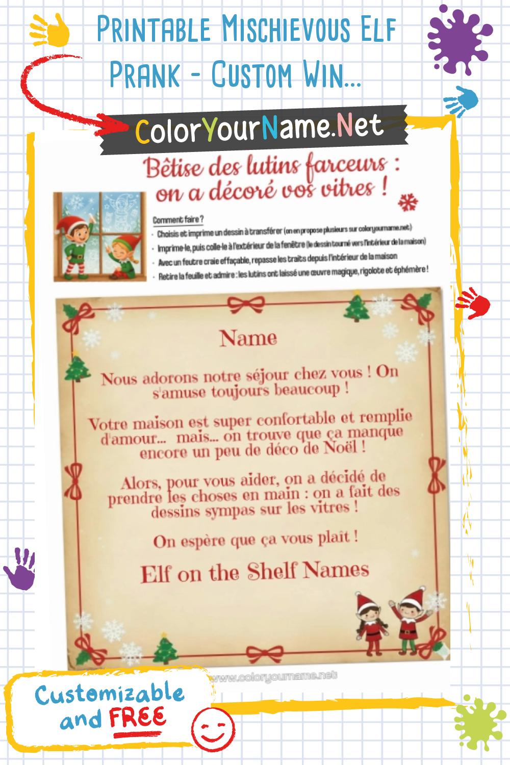 Printable Mischievous Elf Prank – Custom Window Decoration
