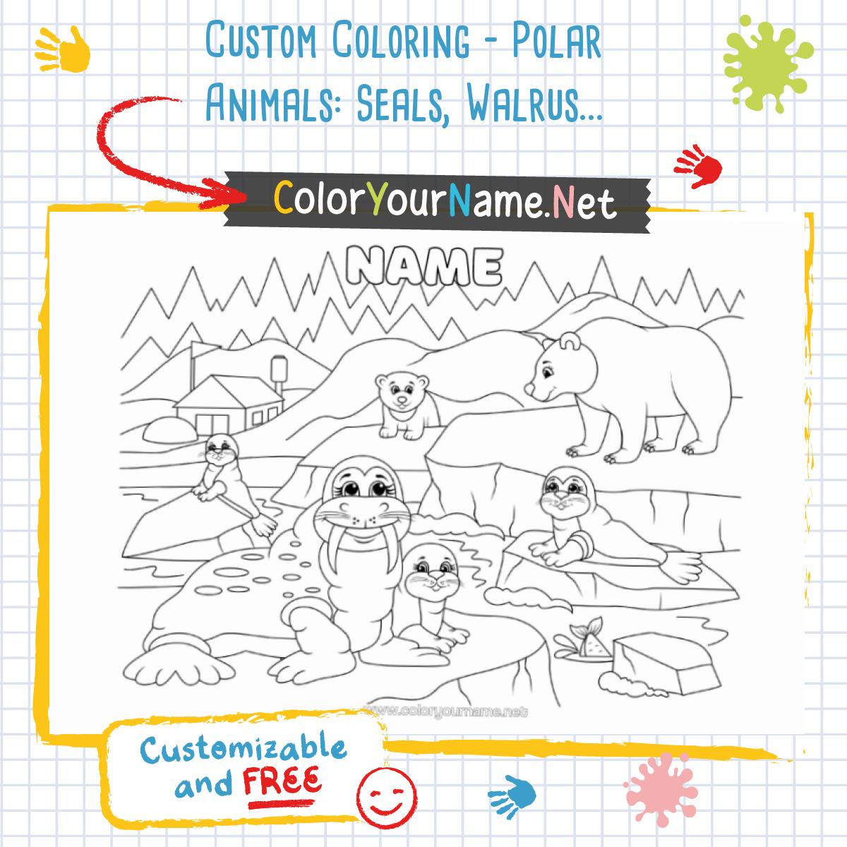 Custom Coloring – Polar Animals: Seals, Walruses, and Polar Bears