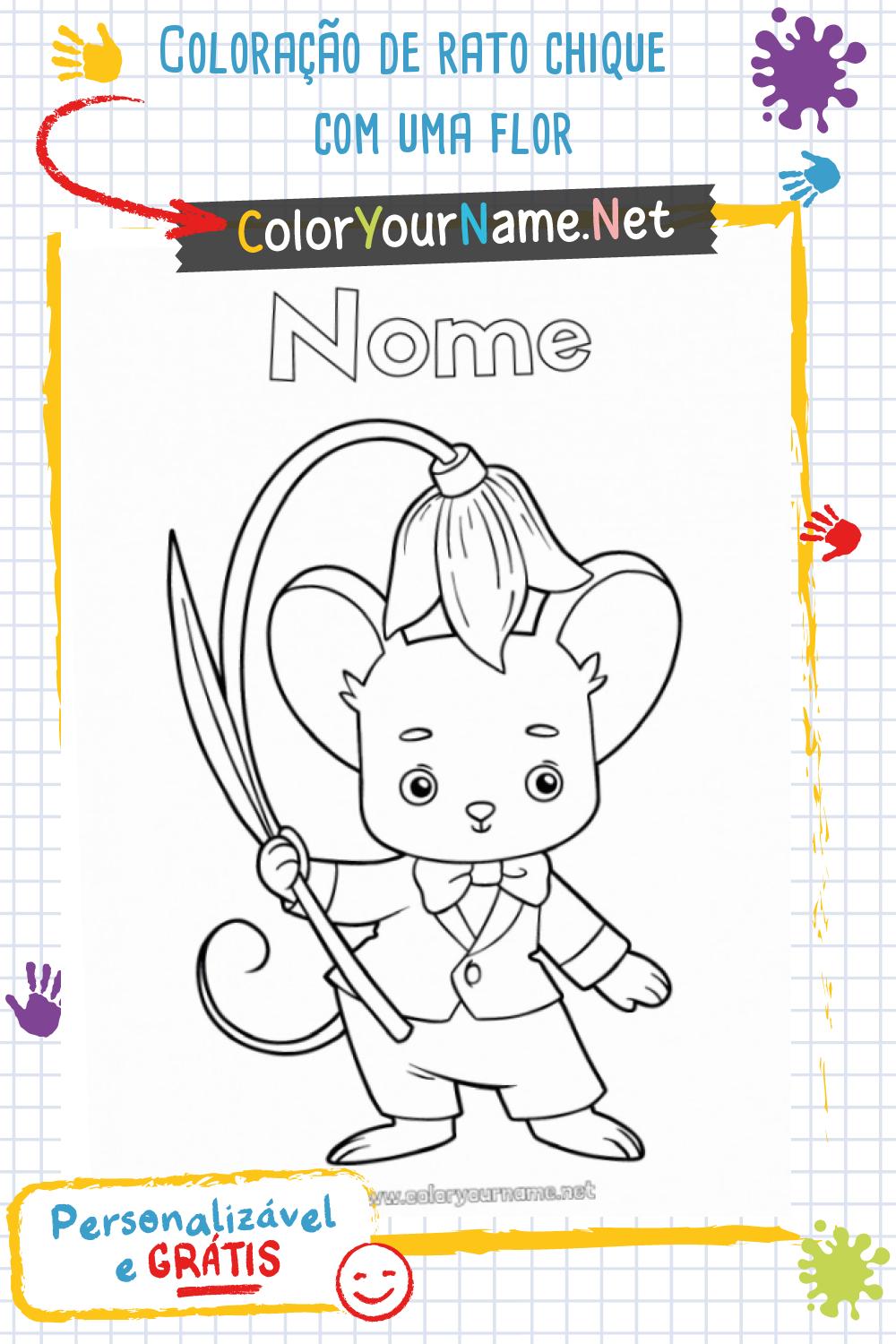 Coloração de rato chique com uma flor