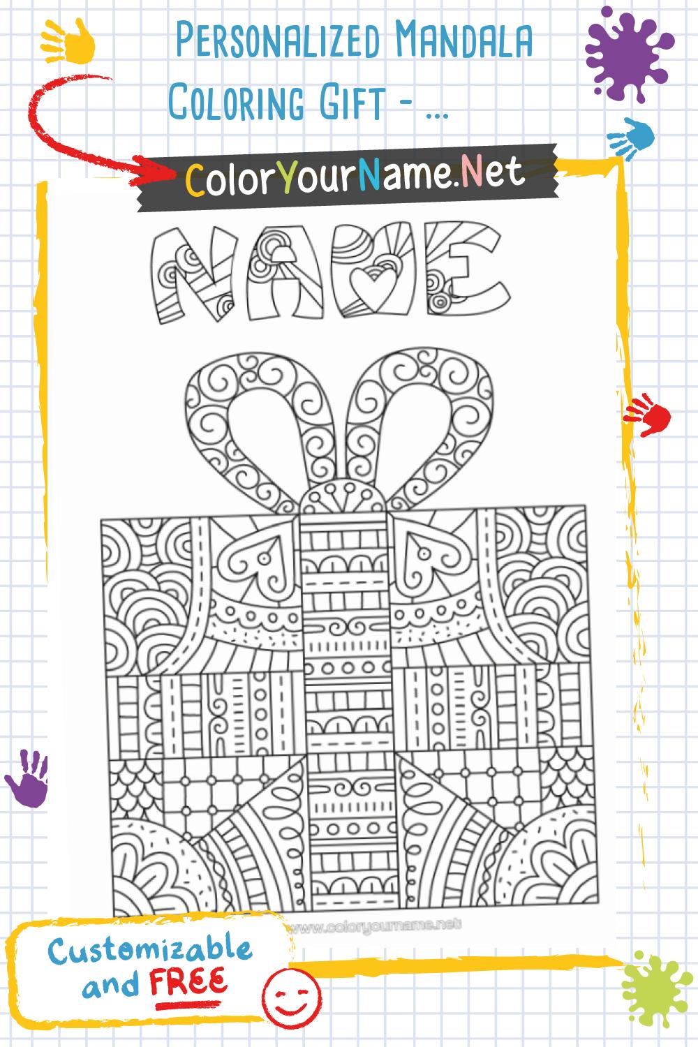 Personalized Mandala Coloring Gift – Zen Pattern with Name