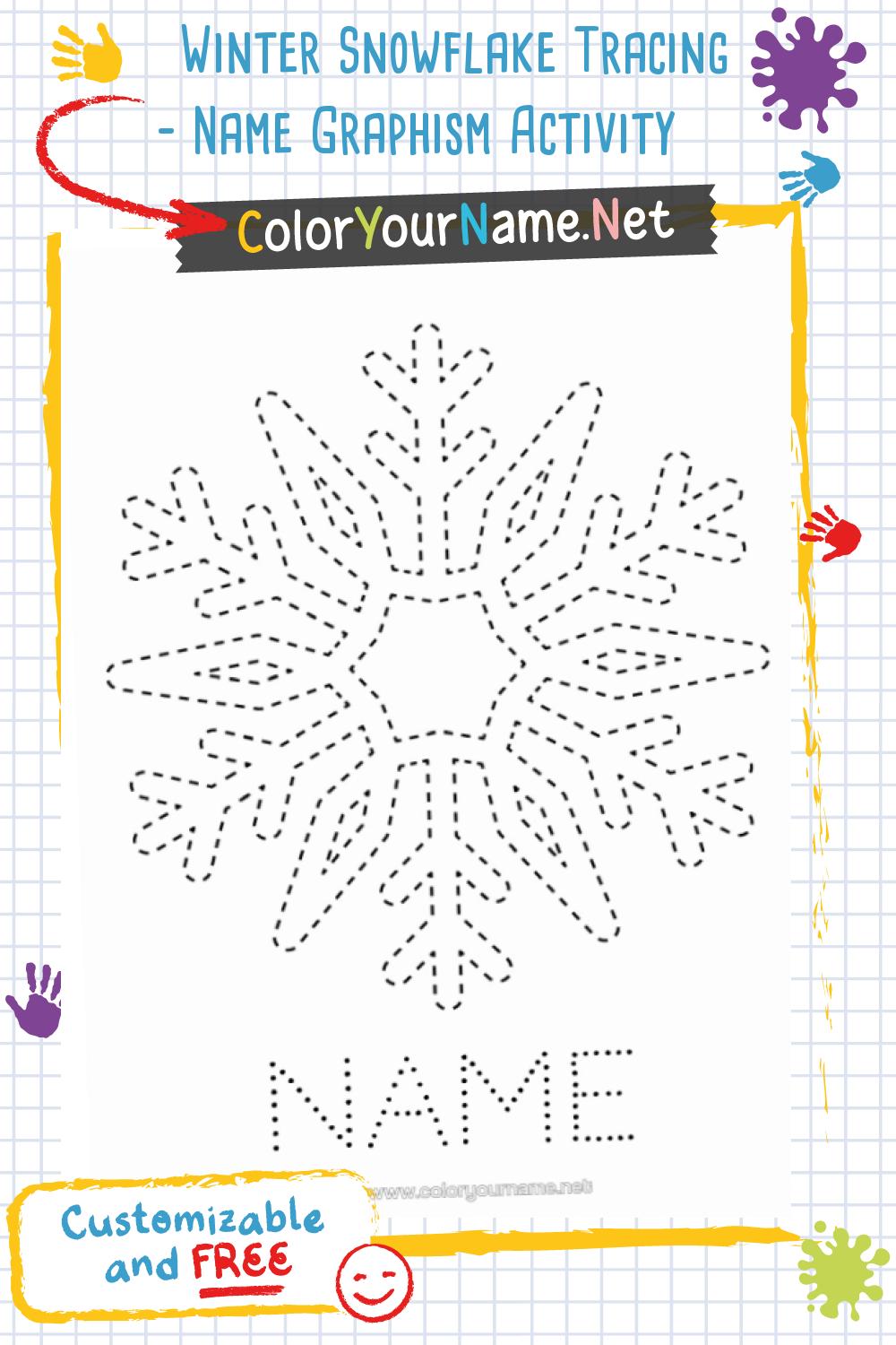 Winter Snowflake Tracing – Name Graphism Activity