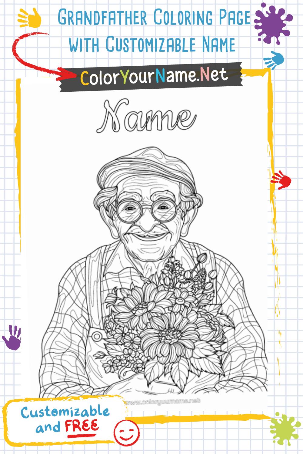 Grandfather Coloring Page with Customizable Name