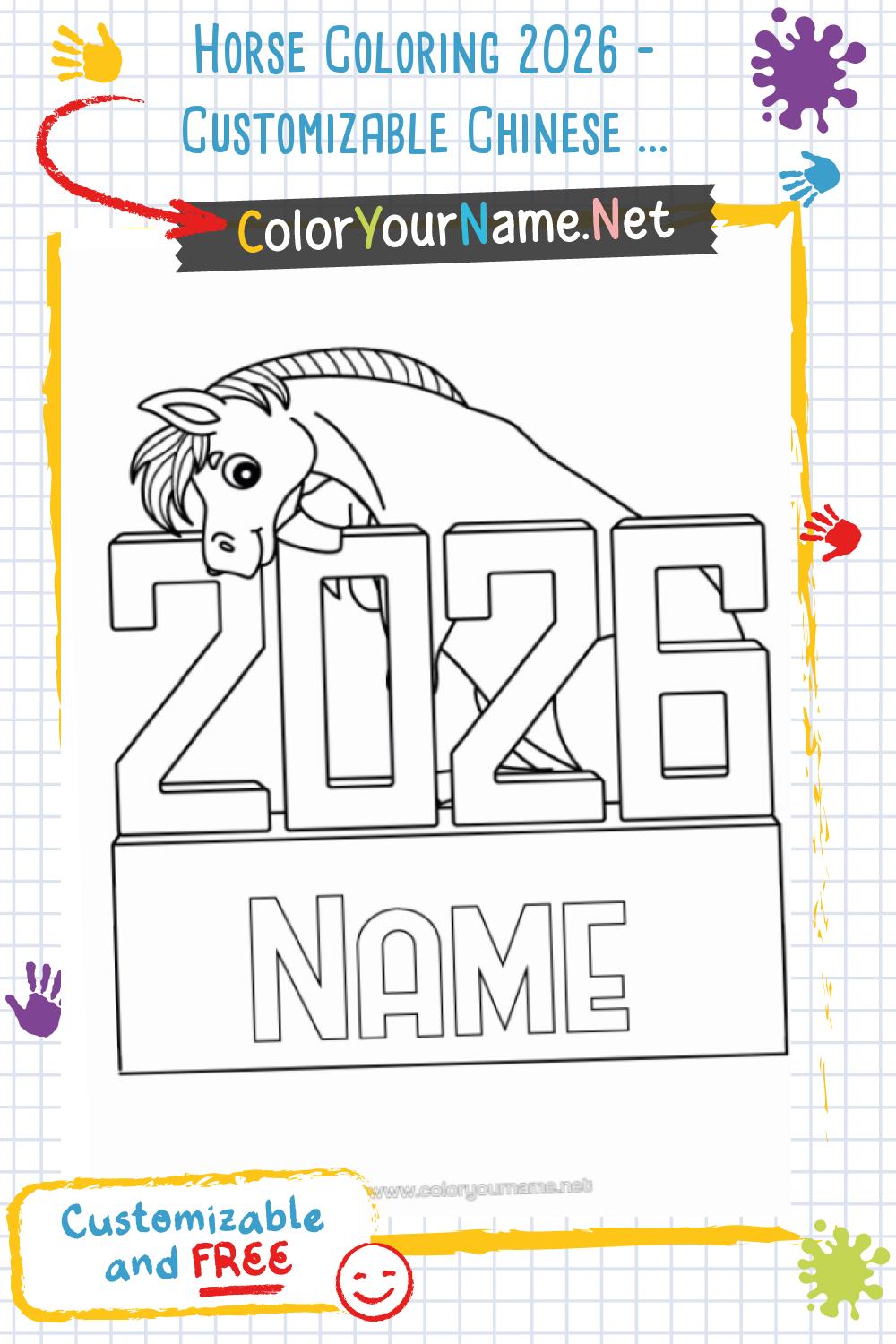 Horse Coloring 2026 – Customizable Chinese New Year