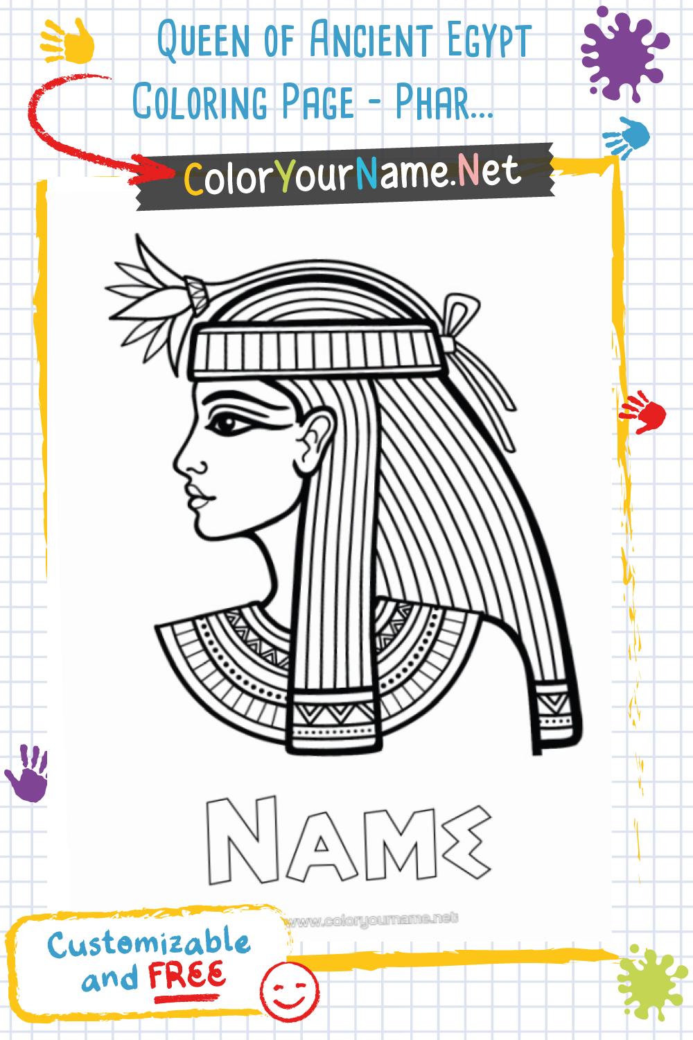 Queen of Ancient Egypt Coloring Page – Pharaoh Profile