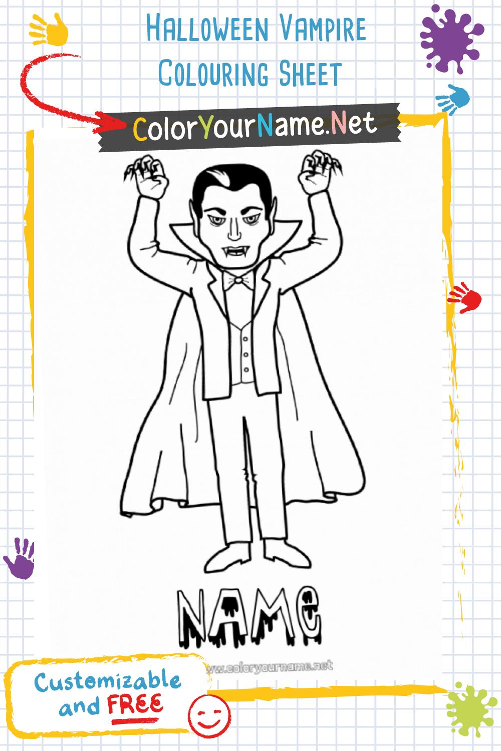 Halloween Vampire Colouring Sheet