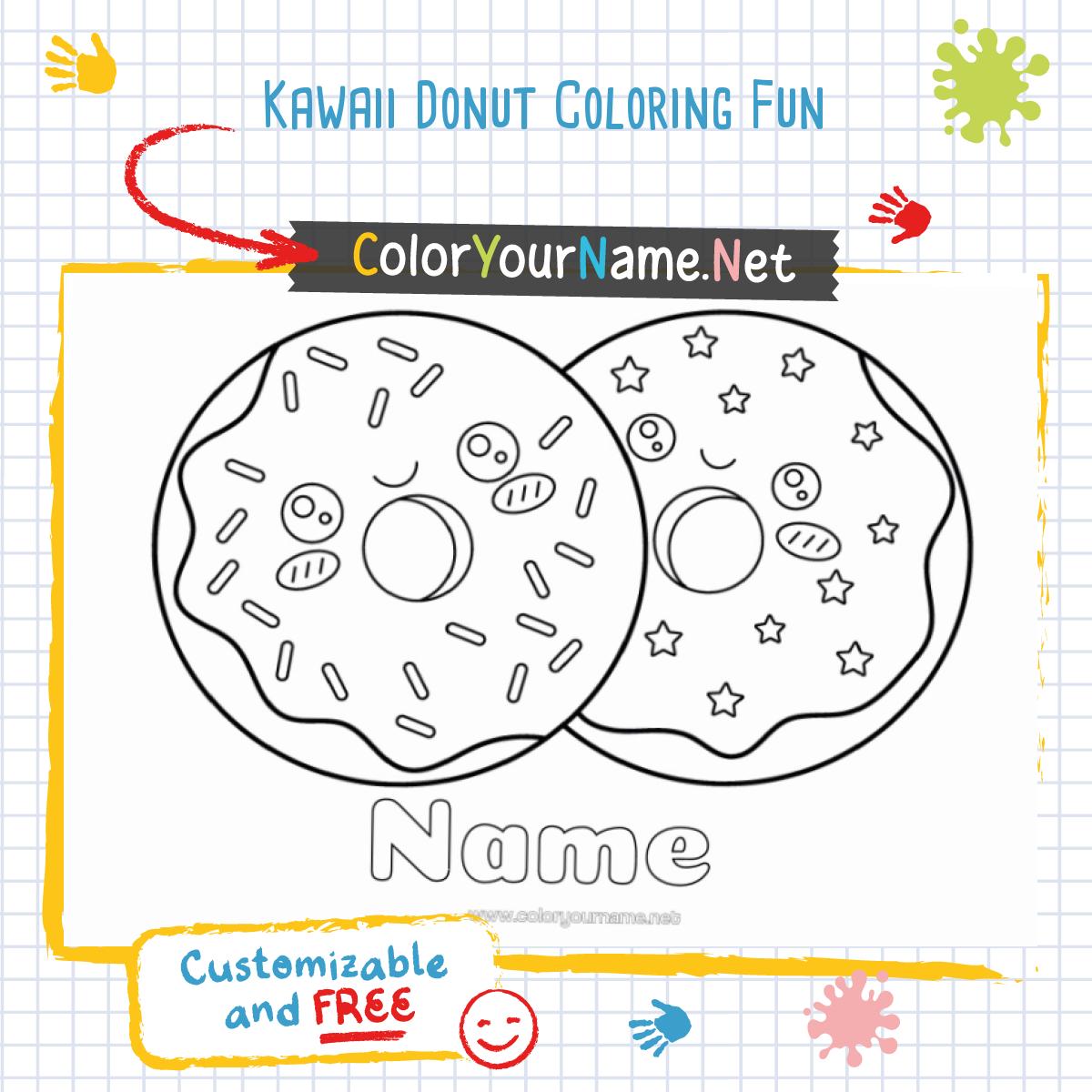 Kawaii Donut Coloring Fun