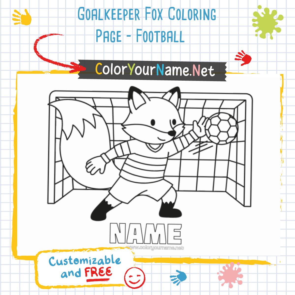 Goalkeeper Fox Coloring Page – Football