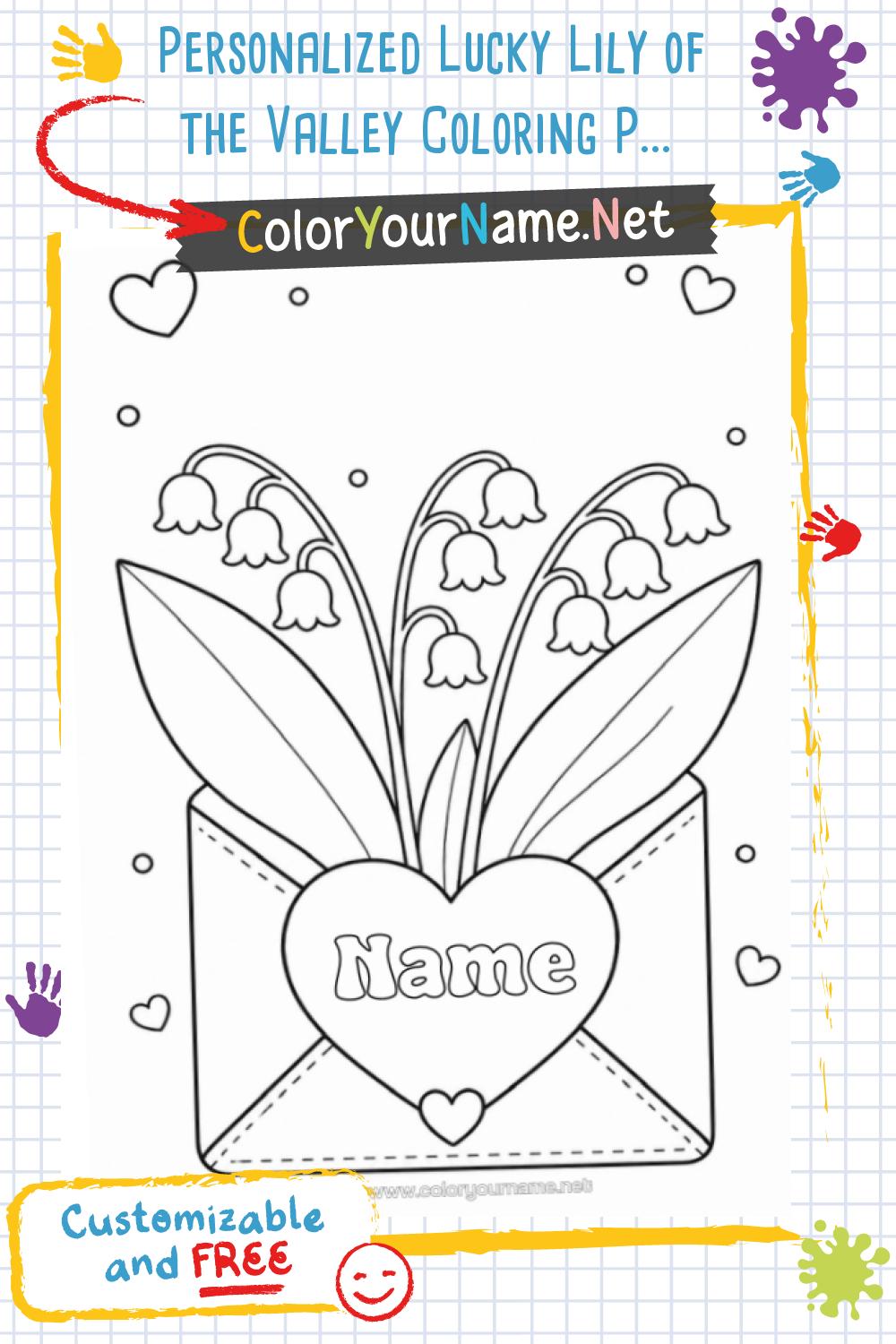 Personalized Lucky Lily of the Valley Coloring Page with Name ...