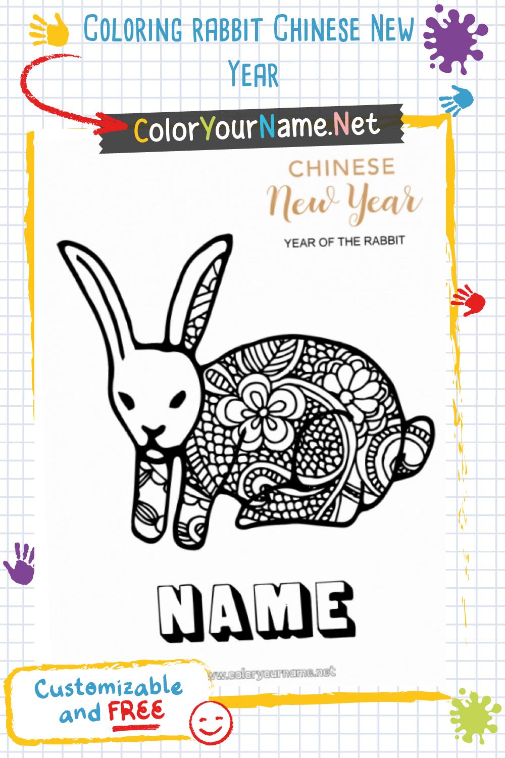 Coloring rabbit Chinese New Year