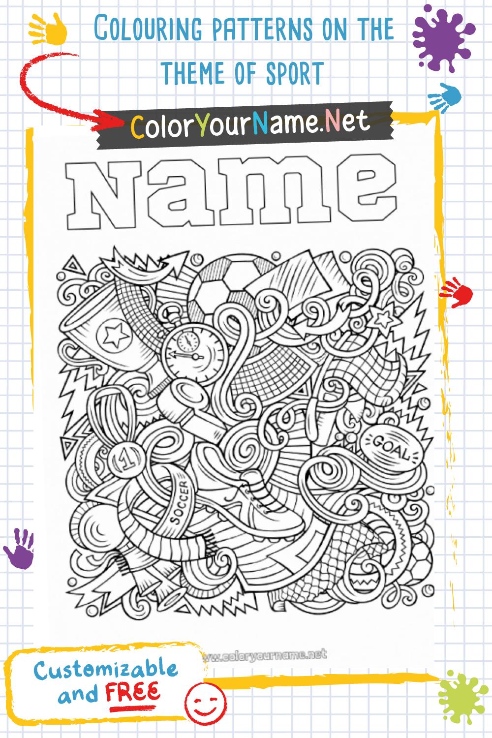 Colouring patterns on the theme of sport