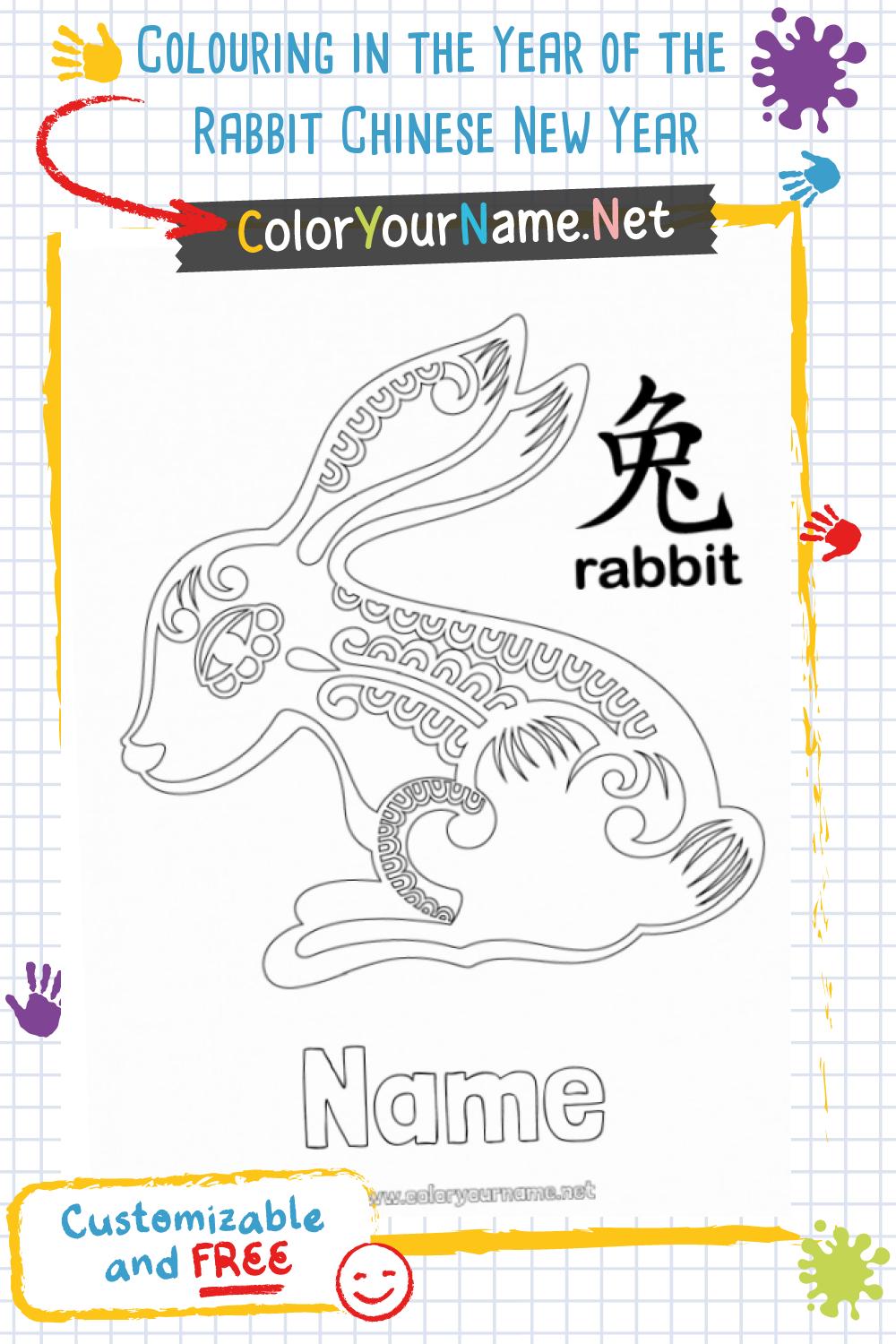 Colouring in the Year of the Rabbit Chinese New Year