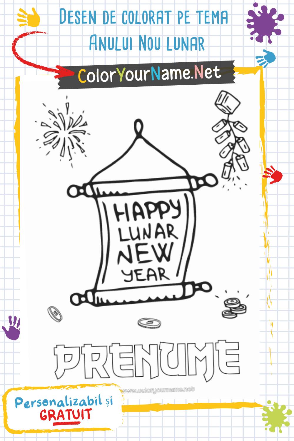 Desen de colorat pe tema Anului Nou lunar